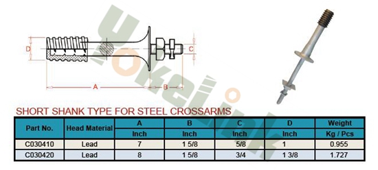 Long shank type Crossarm Pin for wood crossarms For overhead line fitting