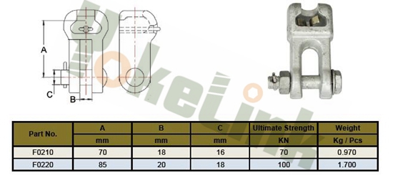 Forged Hot dip galvanized overhead line fittings Socket Clevis