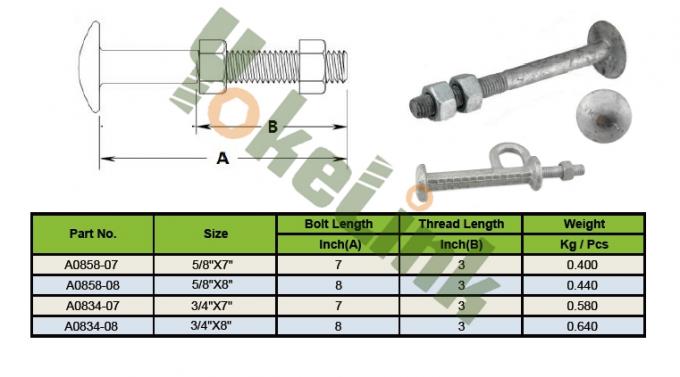 3/4"X8" Step Bolts per ASTM A394 Type 0 for Communication Tower